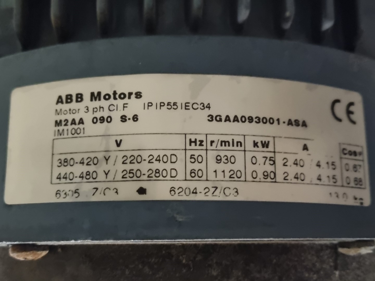 Used ABB M2AA 090 S-6 fan - HOS BV